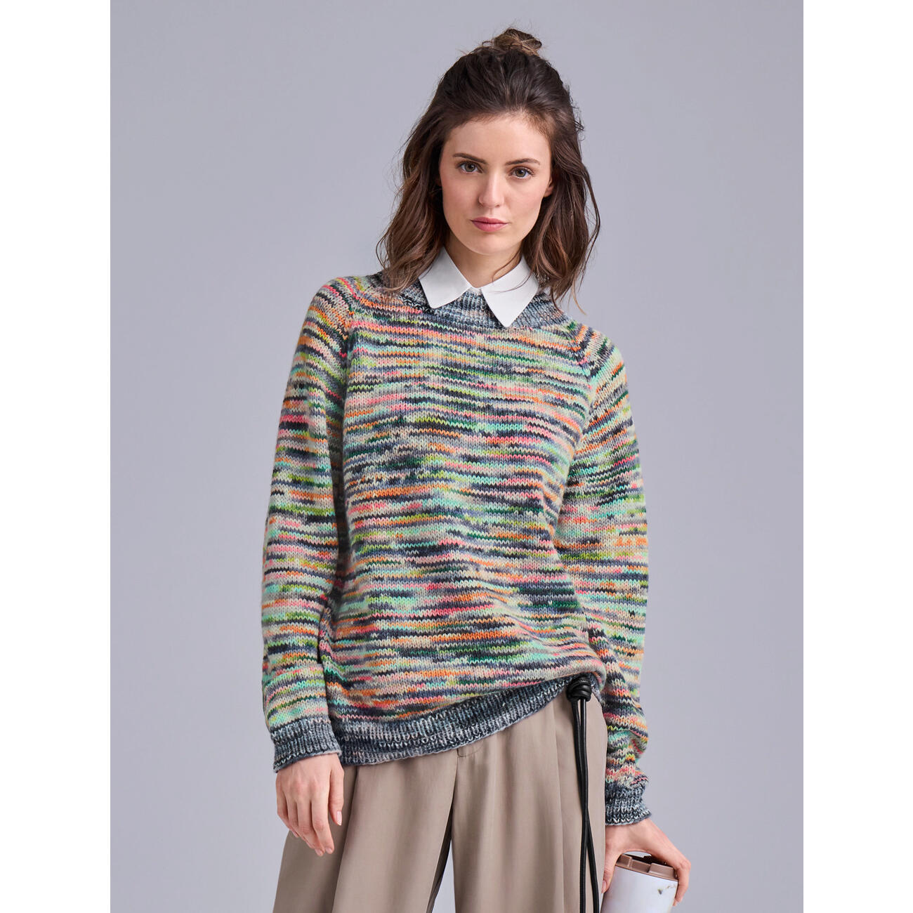 Anleitung 152/4, Pullover aus Merino-Print von Junghans-Wolle, 2 versch ...
